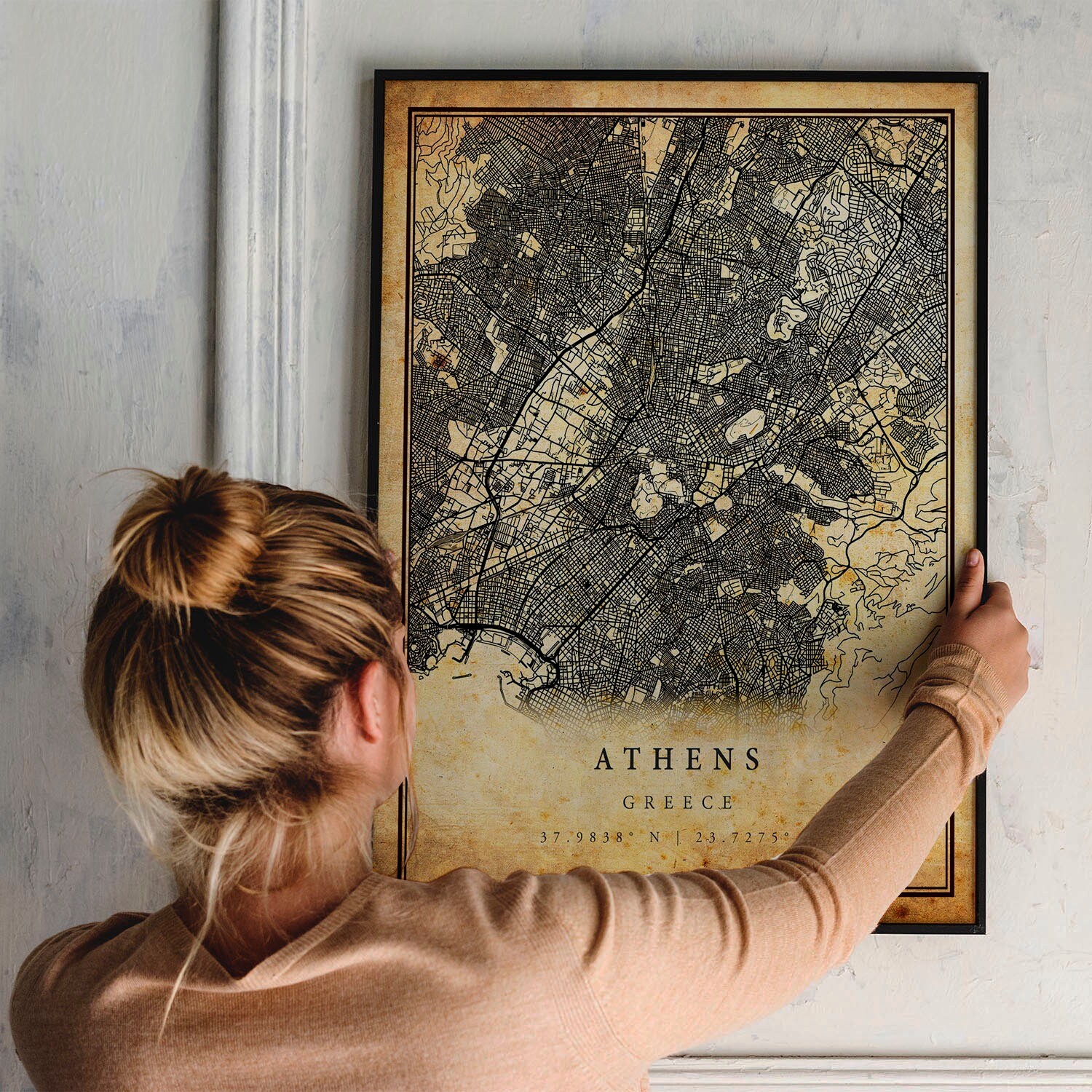 Athens Vintage Map Poster Wall Art City Artwork Print - Etsy