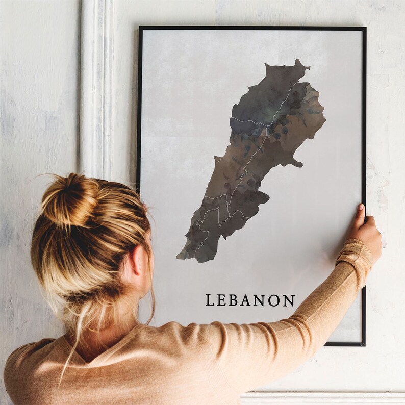 Lebanon Vintage Style Map Print Lebanon Map Poster Gift | Etsy