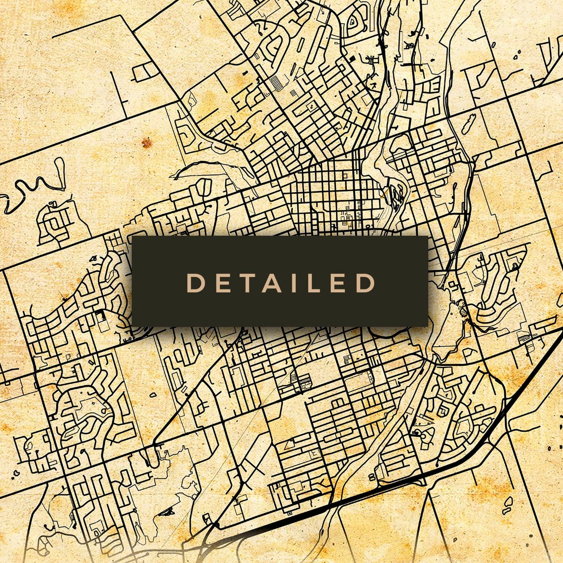 Peterborough Vintage Map Poster Wall Art City Artwork Print - Etsy