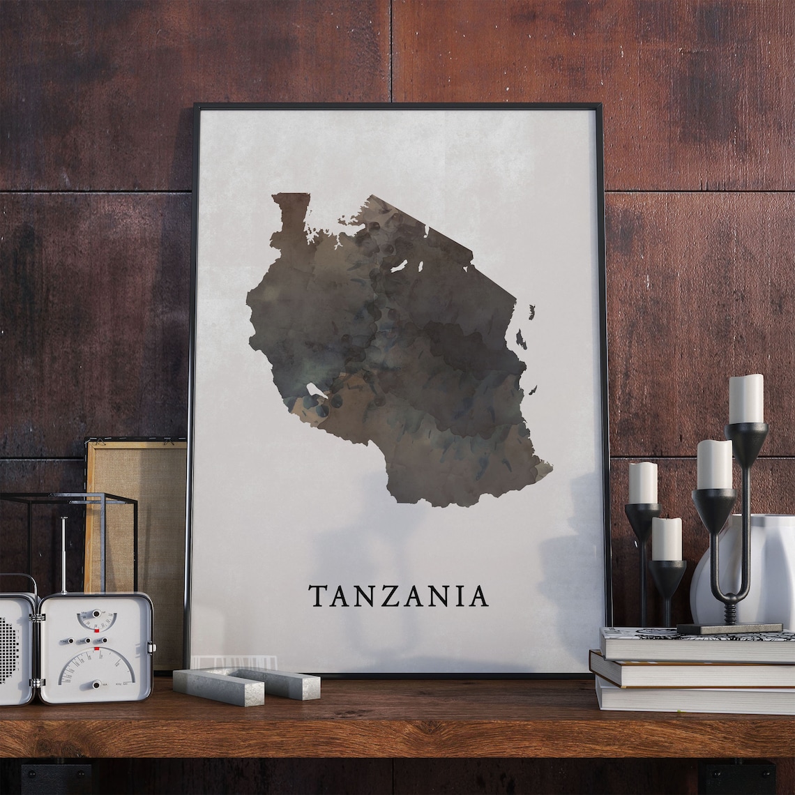 Tanzania vintage style map print Tanzania map poster gift | Etsy
