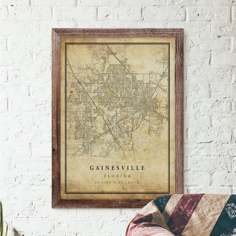 Gainesville Vintage Map Poster Wall Art City Artwork Print - Etsy