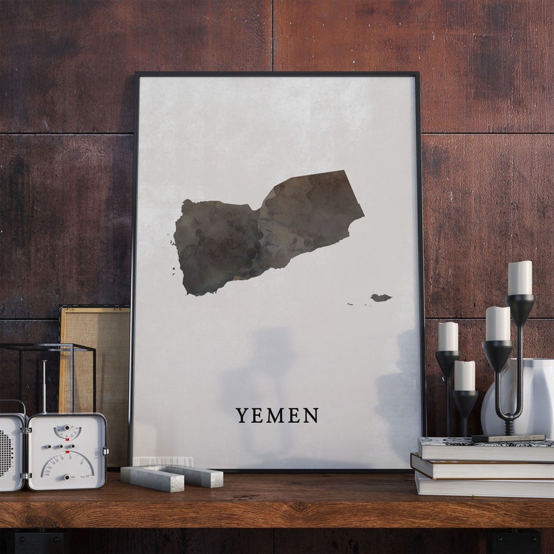 Yemen Vintage Style Map Print Yemen Map Poster Gift Yemen - Etsy