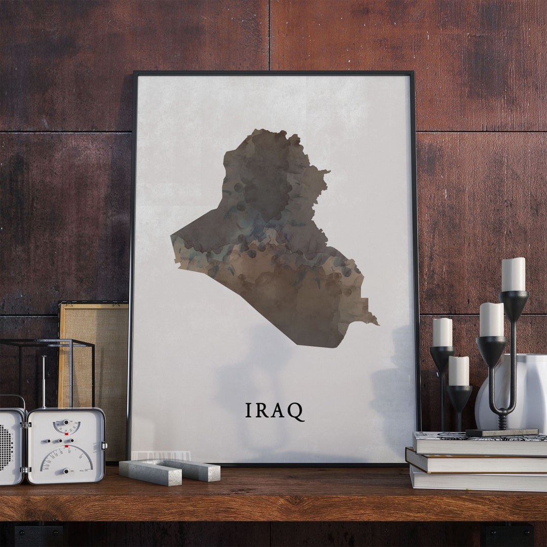 Iraq Vintage Style Map Print, Iraq Map Poster, Gift, Iraq Wall Art ...