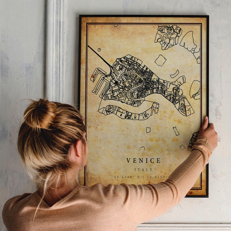 Venice Map Poster: Vintage City Art Print, Italy Home Decor - Etsy