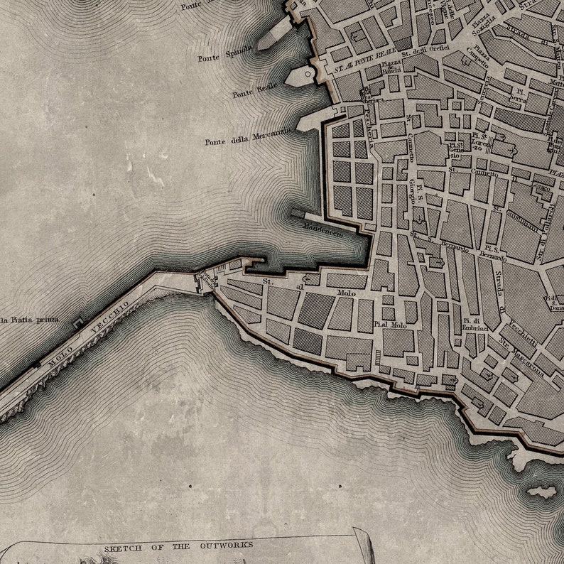 Genoa Map Vintage Map of Genoa Italy Vintage Wall Art Home - Etsy