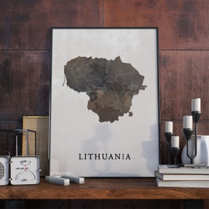 Lithuania Vintage Style Map Print, Lithuania Map Poster, Gift ...