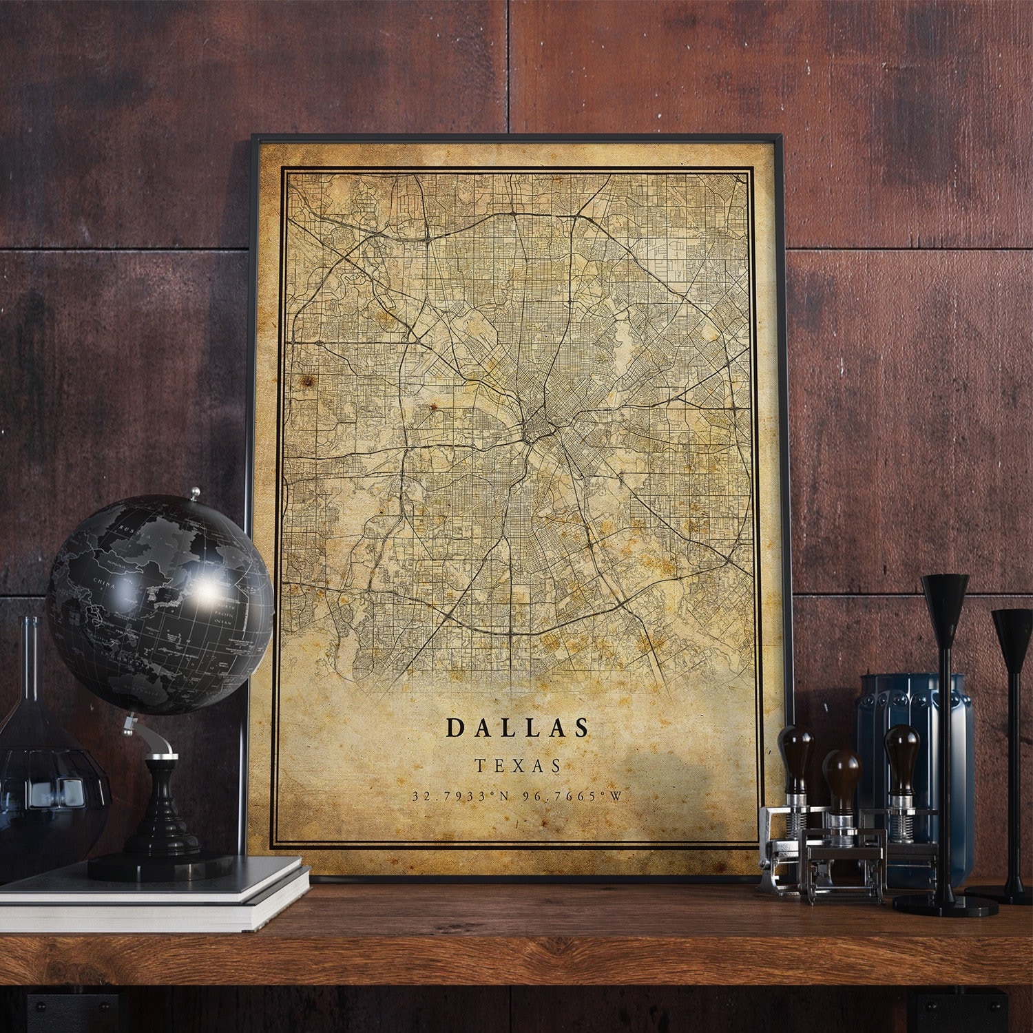 Dallas Vintage Map Poster Wall Art City Artwork Print | Etsy
