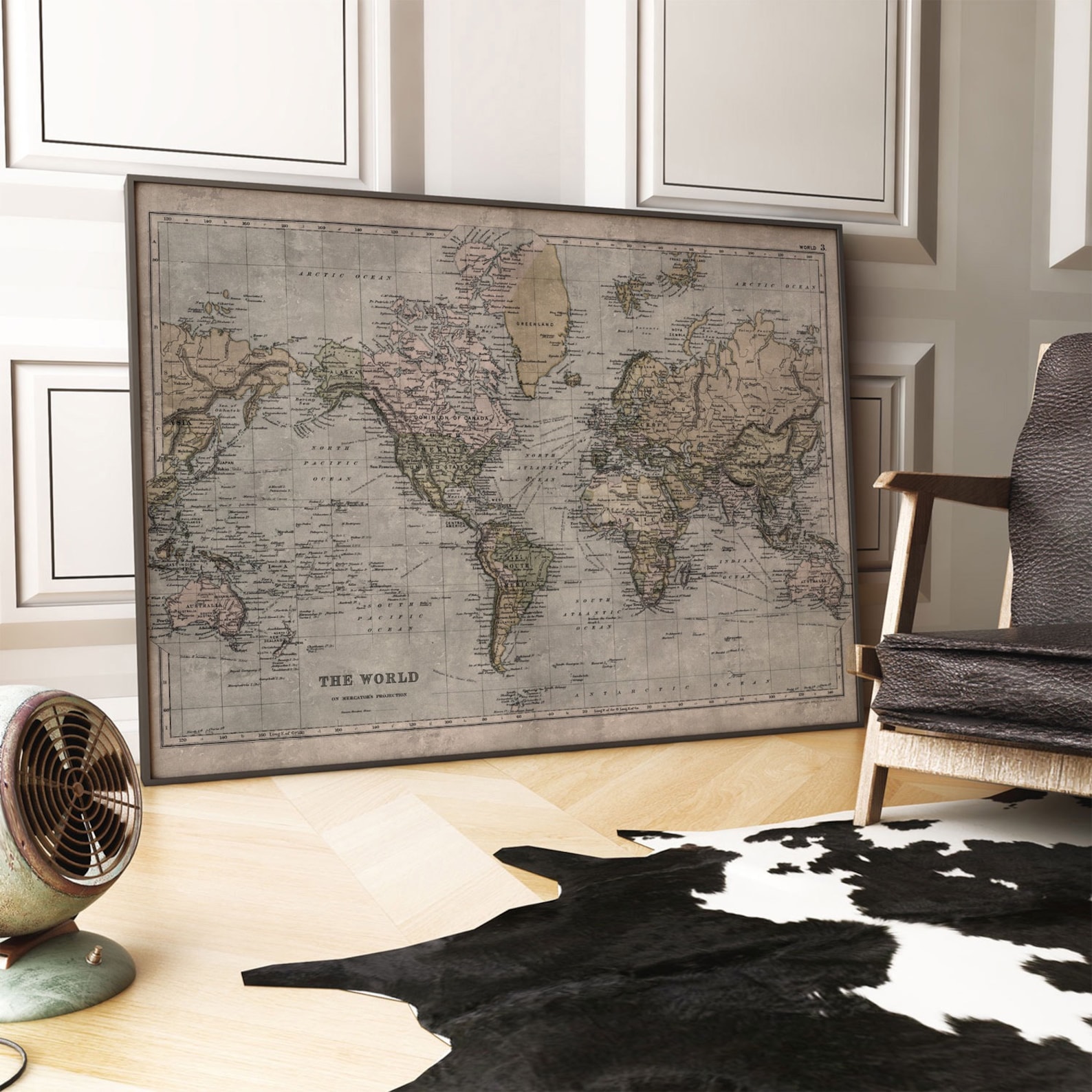 Vintage World Map Print: 18th Century Mercator Projection - Etsy