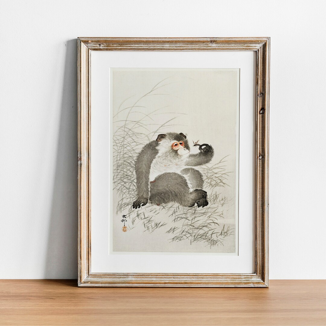 Monkey Print, Antique Space Painting, Vintage Drawing Poster Wall Art ...