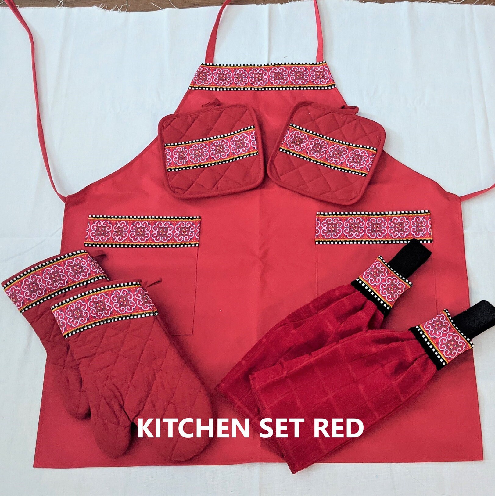 Hmong Embroidered Kitchen Apparel Bundle | Etsy