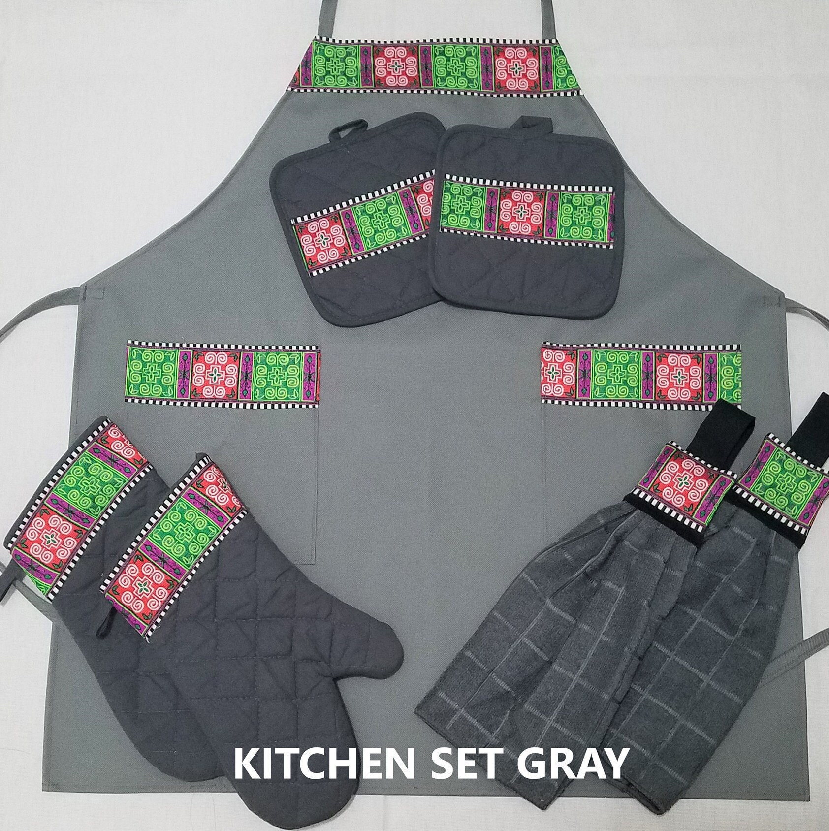 Hmong Embroidered Kitchen Apparel Bundle | Etsy
