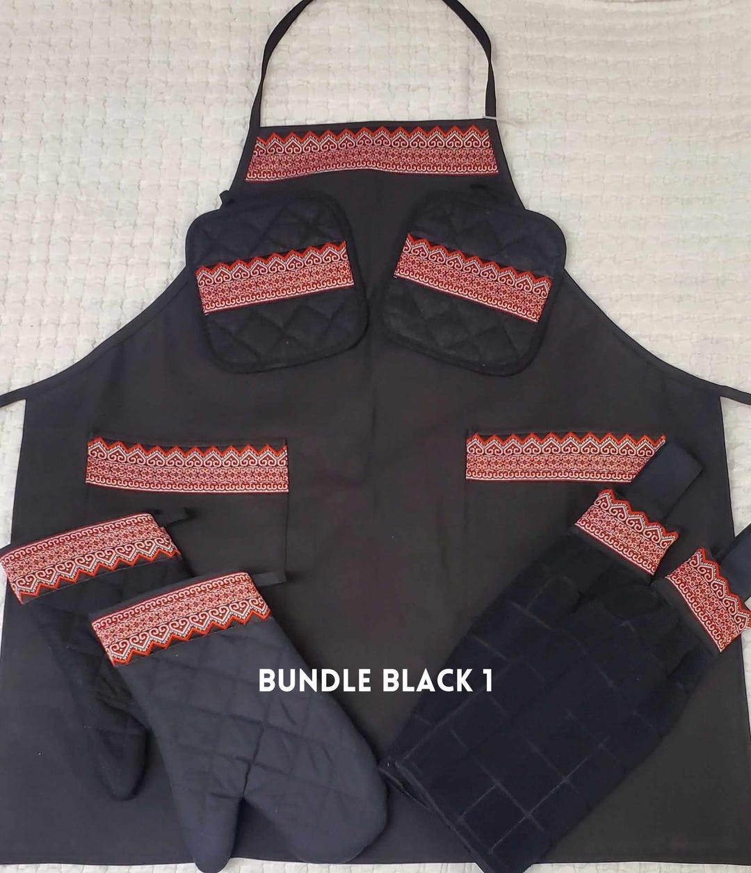Hmong Embroidered Kitchen Apparel Bundle - Etsy