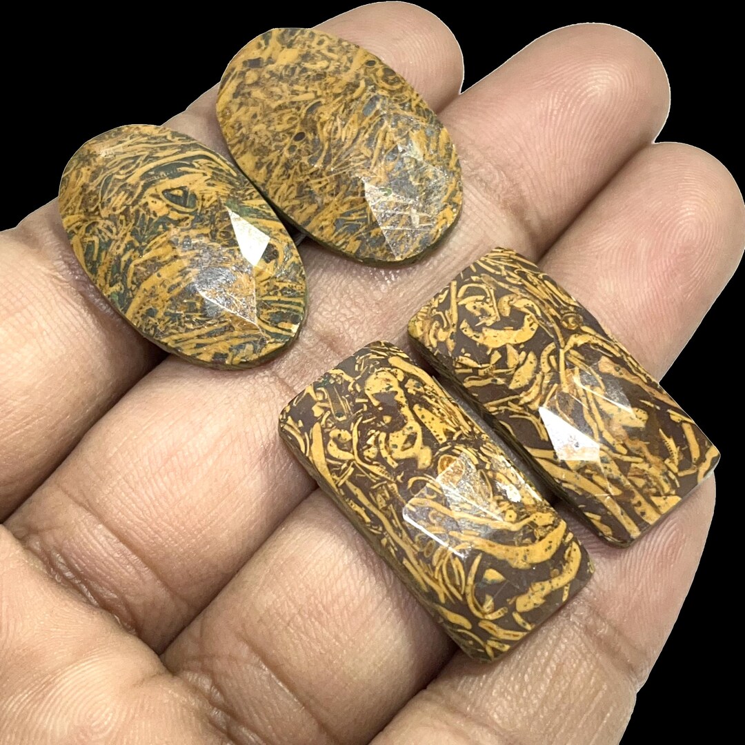 AAA Grade 4 Piece Natural Faceted Mariam Jasper Pair Gemstone Confetti ...