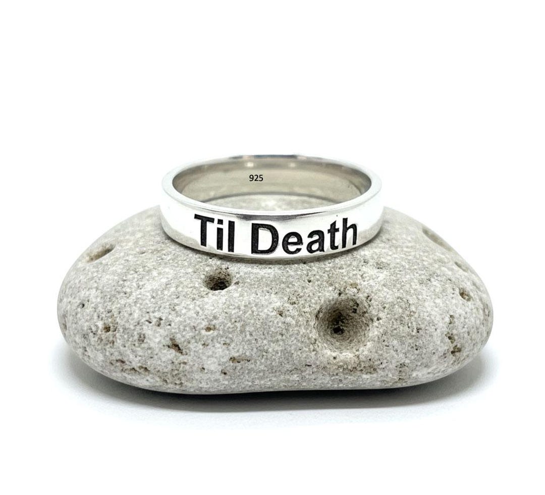 Till Death Ring Gothic Wedding Band Engraved Promise Ring Band 925 ...