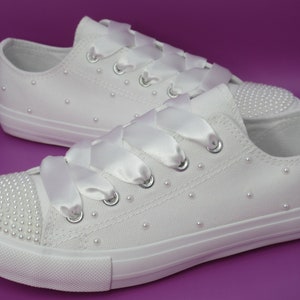 White / Ivory Pearl Wedding Flower Girl Shoes, First Communion Shoes ...