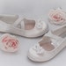 White / Ivory Pearl Wedding Flower Girl Shoes, First Communion Shoes ...