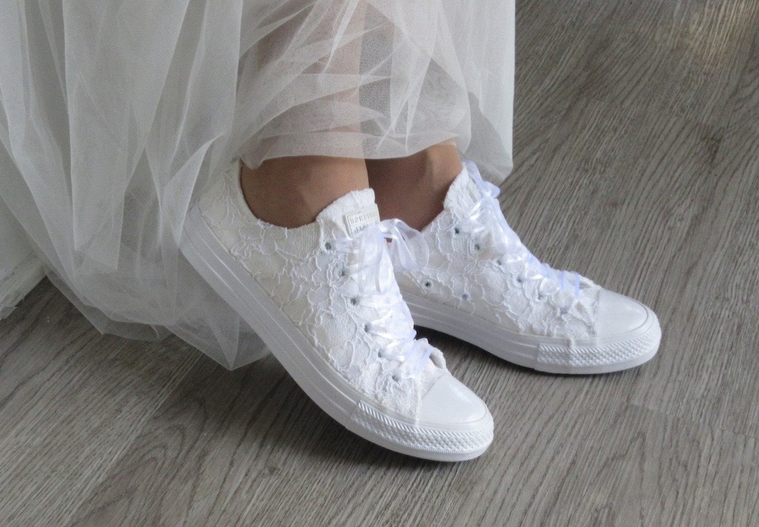 Wedding Lace Converse, White Lace Bridal Converse, Sneakers for Bride ...