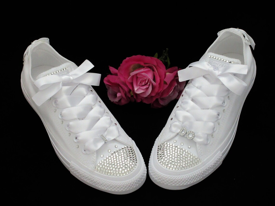 Wedding Bride "i Do" Crystal Customised Converse Sneakers - Etsy UK