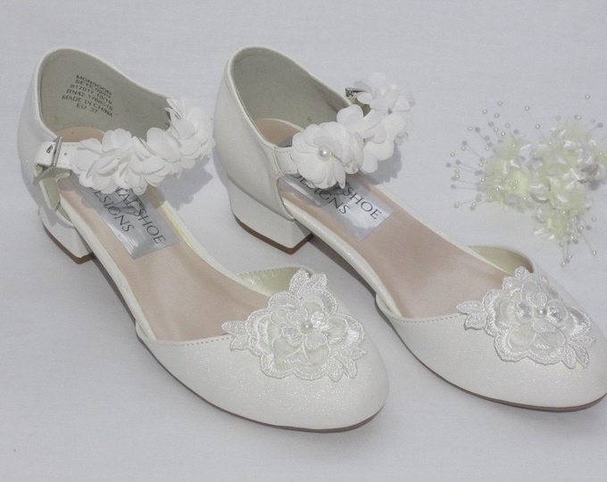 First Communion Satin Shoes Crystals Hearts With Crystals Edging,flower ...