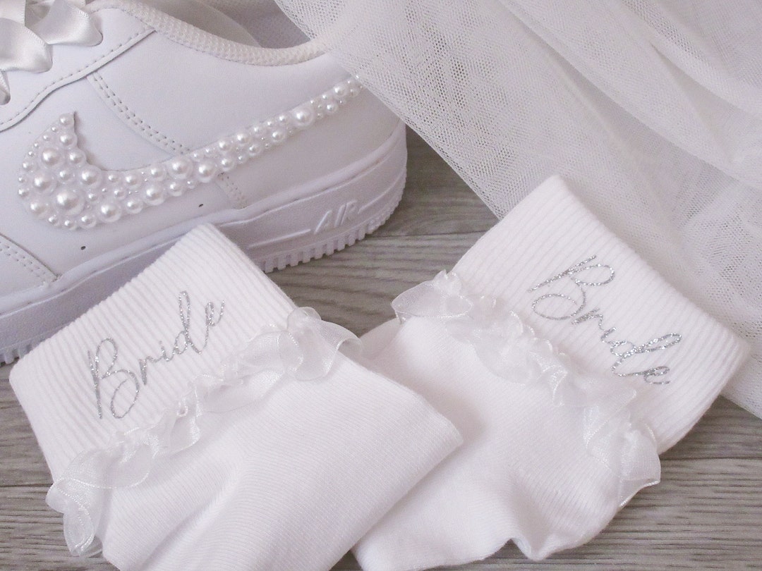 Bride Wedding Socks, Bridal Frilly Socks, Personalised Wedding Socks ...