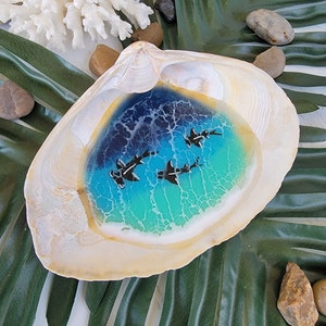 XXL Large Ocean Resin Clam Shell Ring Dish Hand Drawn Great - Etsy