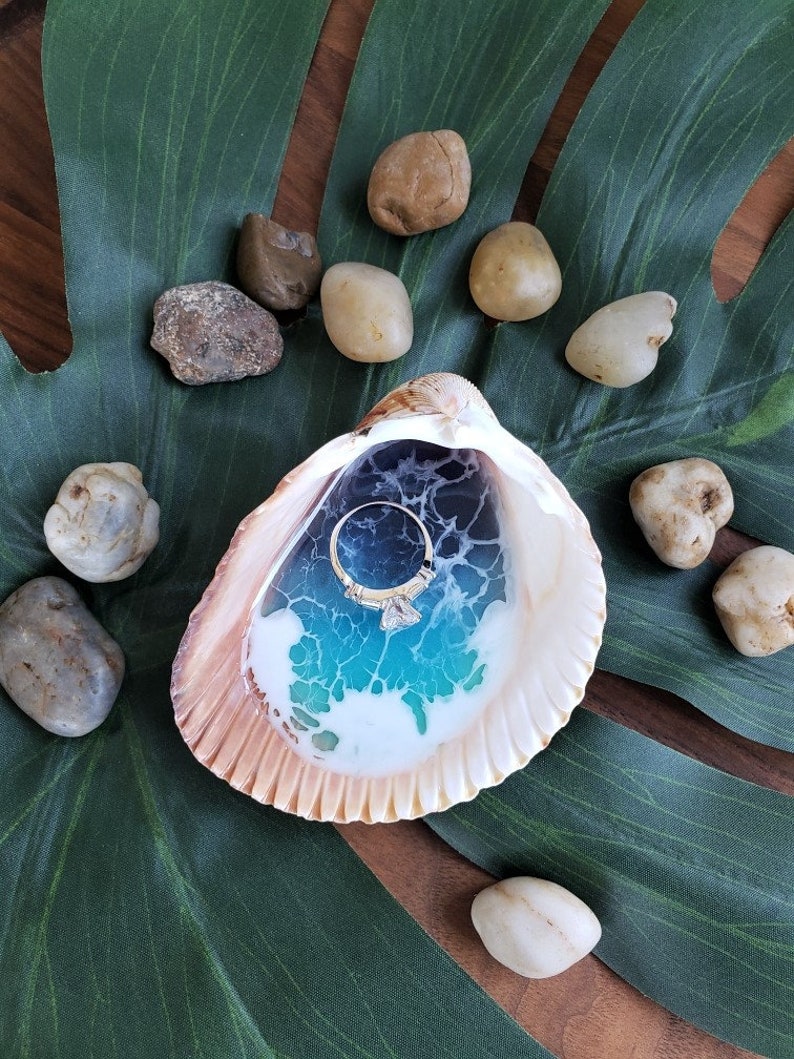 Epoxy Resin Ocean Waves Ring Dish Cockleshell Trinket Dish - Etsy