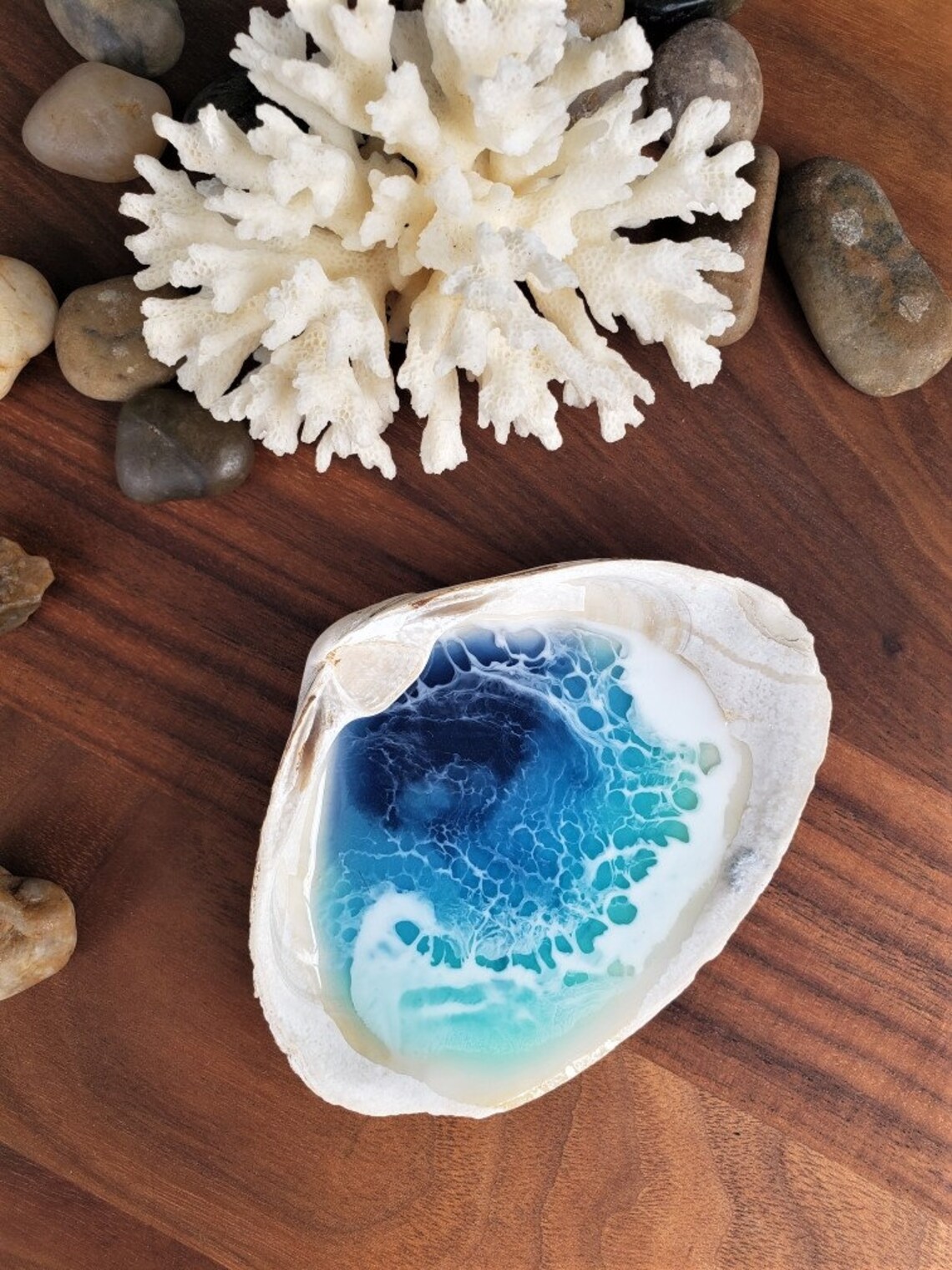 Ocean Resin Shell Ring Dish Trinket Dish Waves Beach Epoxy - Etsy