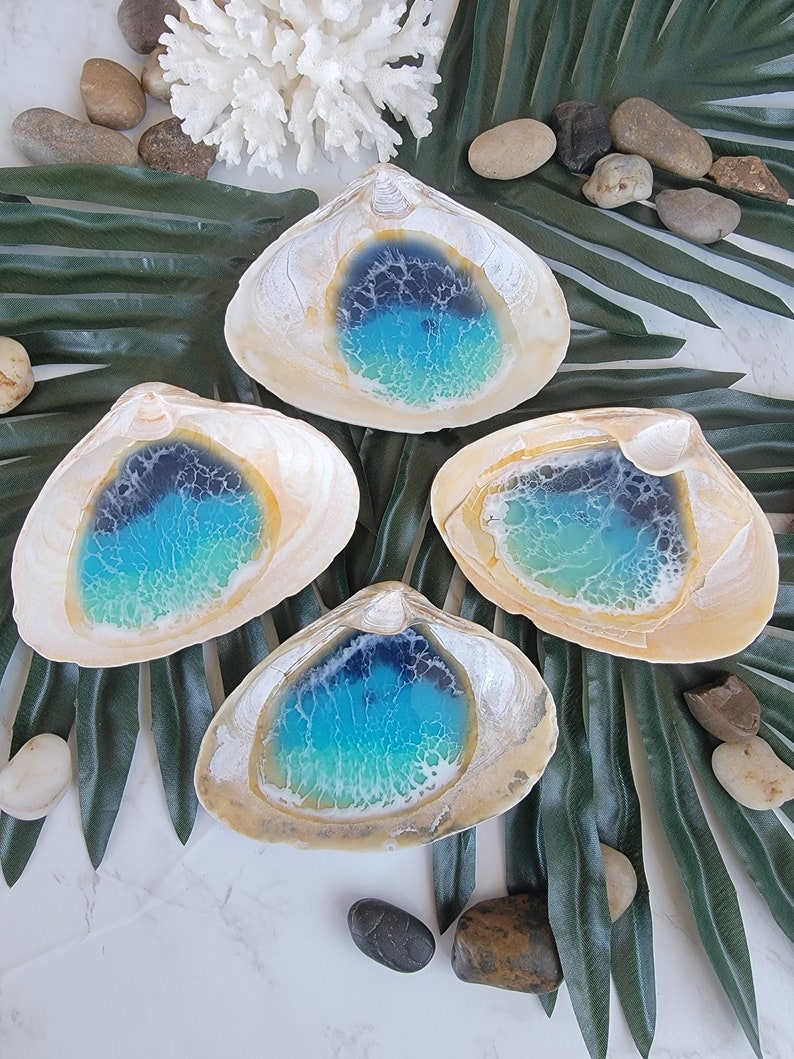 Ocean Resin Shell Ring Dish Trinket Dish Waves Beach Epoxy - Etsy