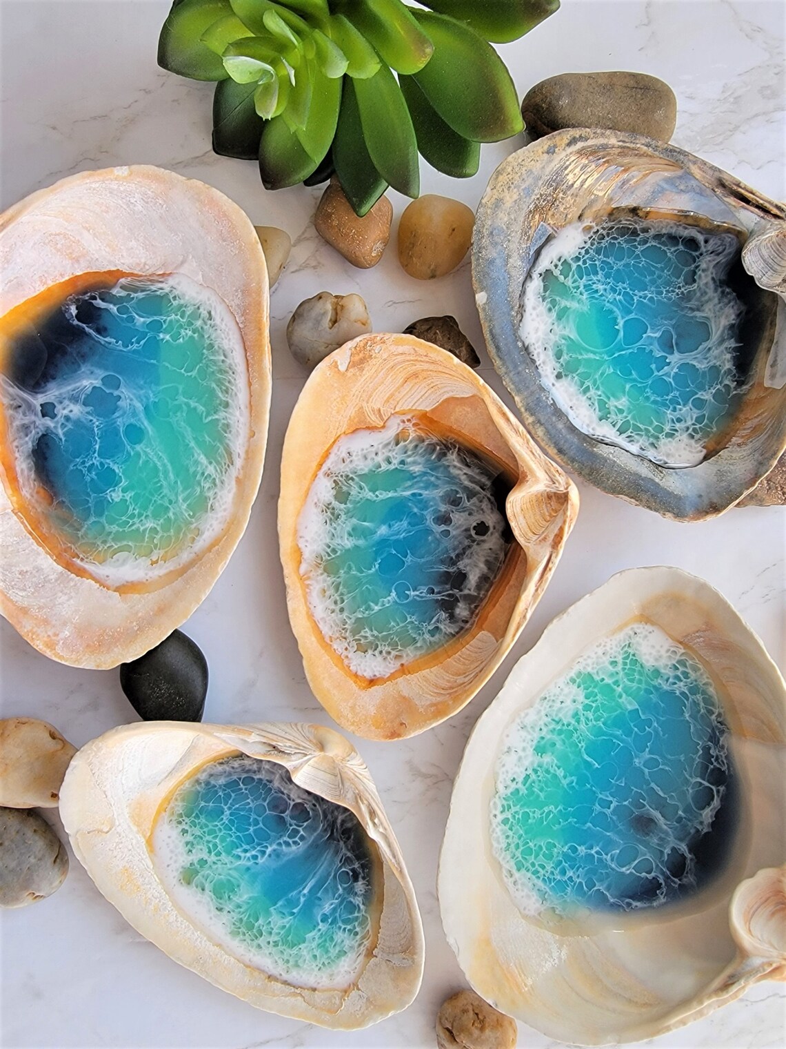Ocean Resin Shell Ring Dish Trinket Dish Waves Beach Epoxy - Etsy
