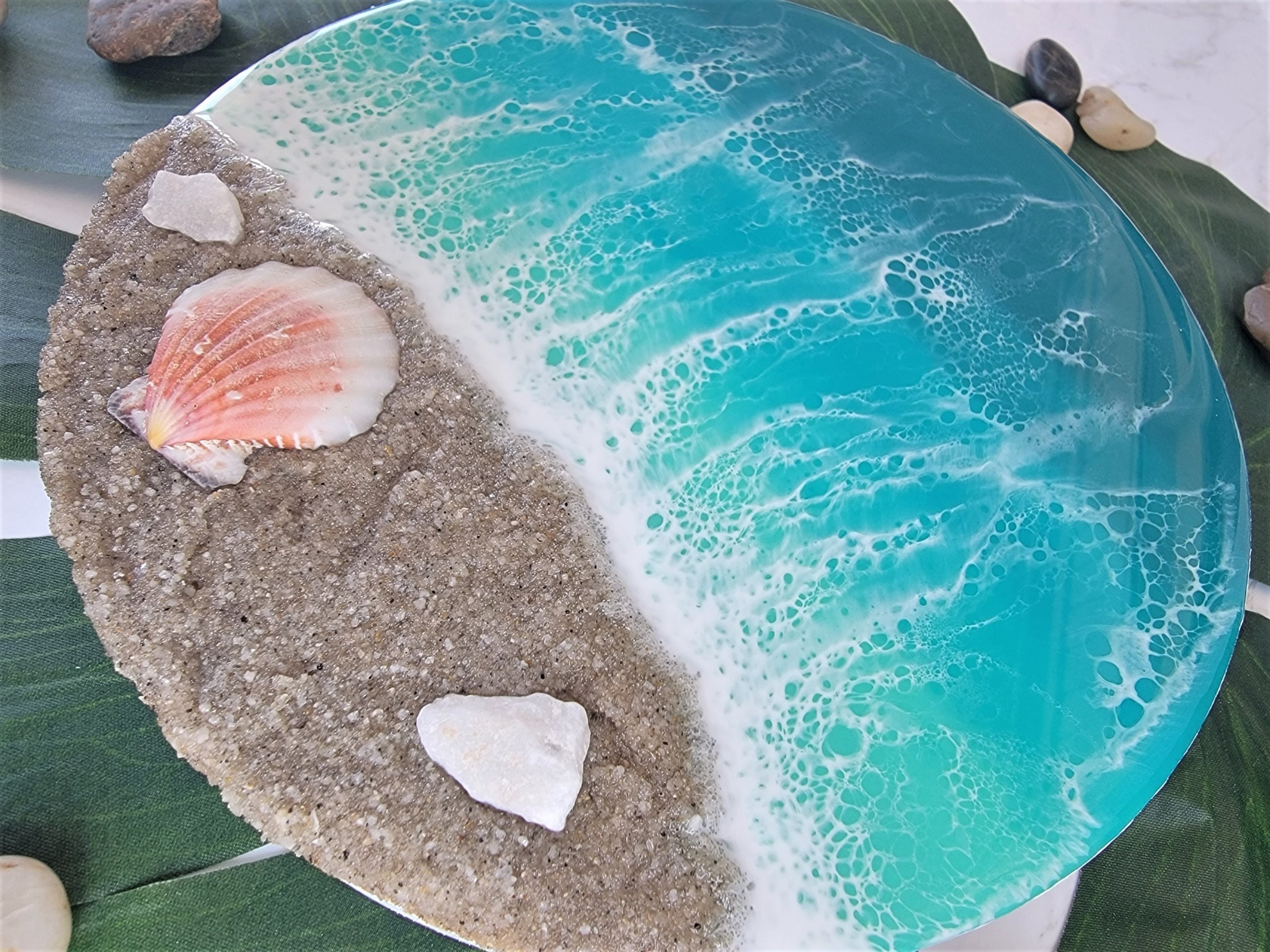 Epoxy Resin Waves Beach Wall Hanging Hand Painted Turtles on | Etsy