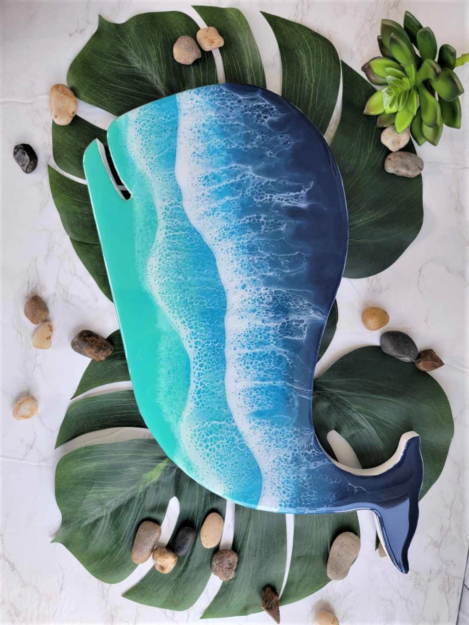 Epoxy Resin Ocean Whale Wall Art Home Decor Beach Vibes Wooden Whale ...