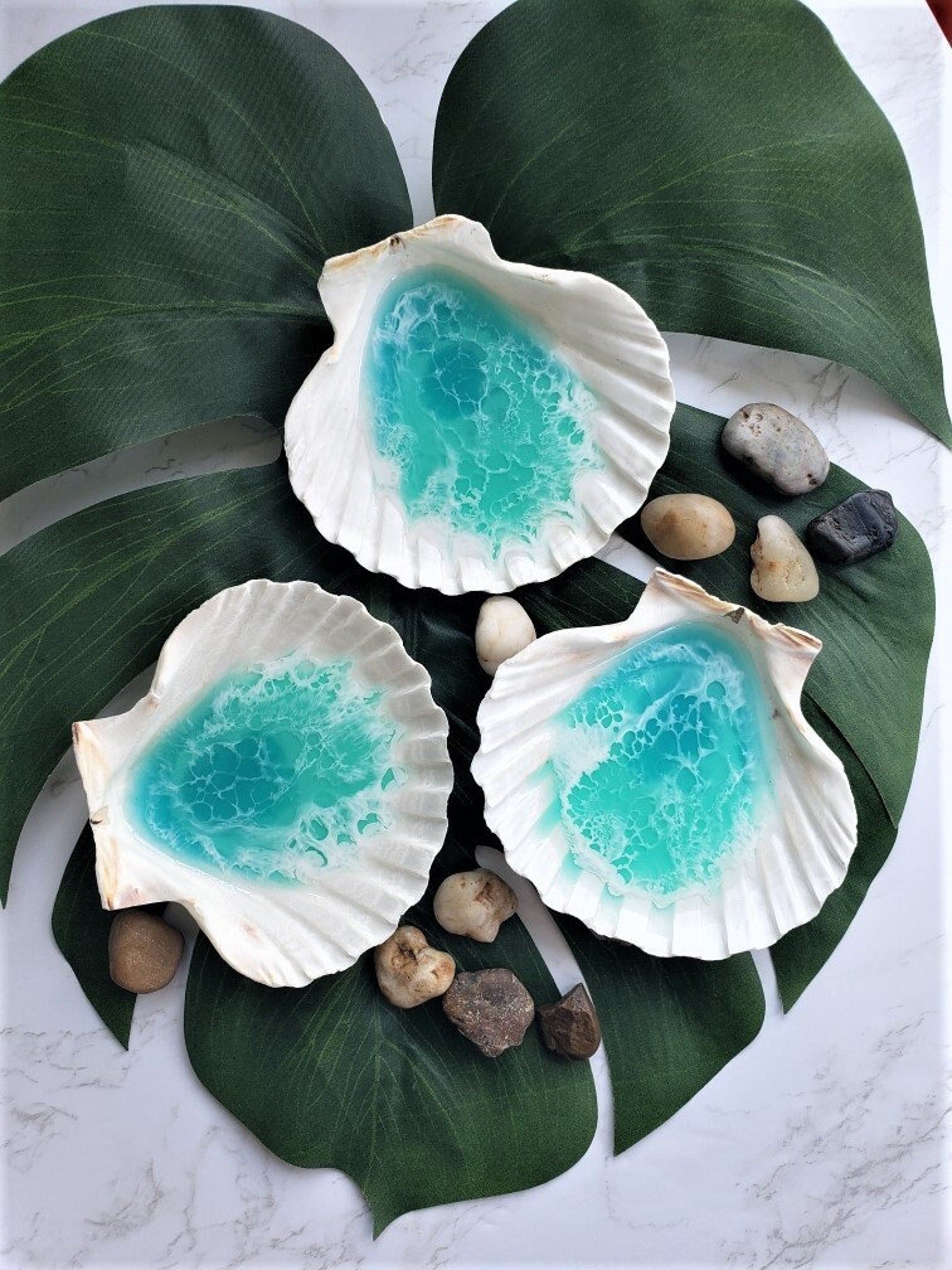 Large Ocean Resin Scallop Shell Ring Dish Trinket Dish - Etsy