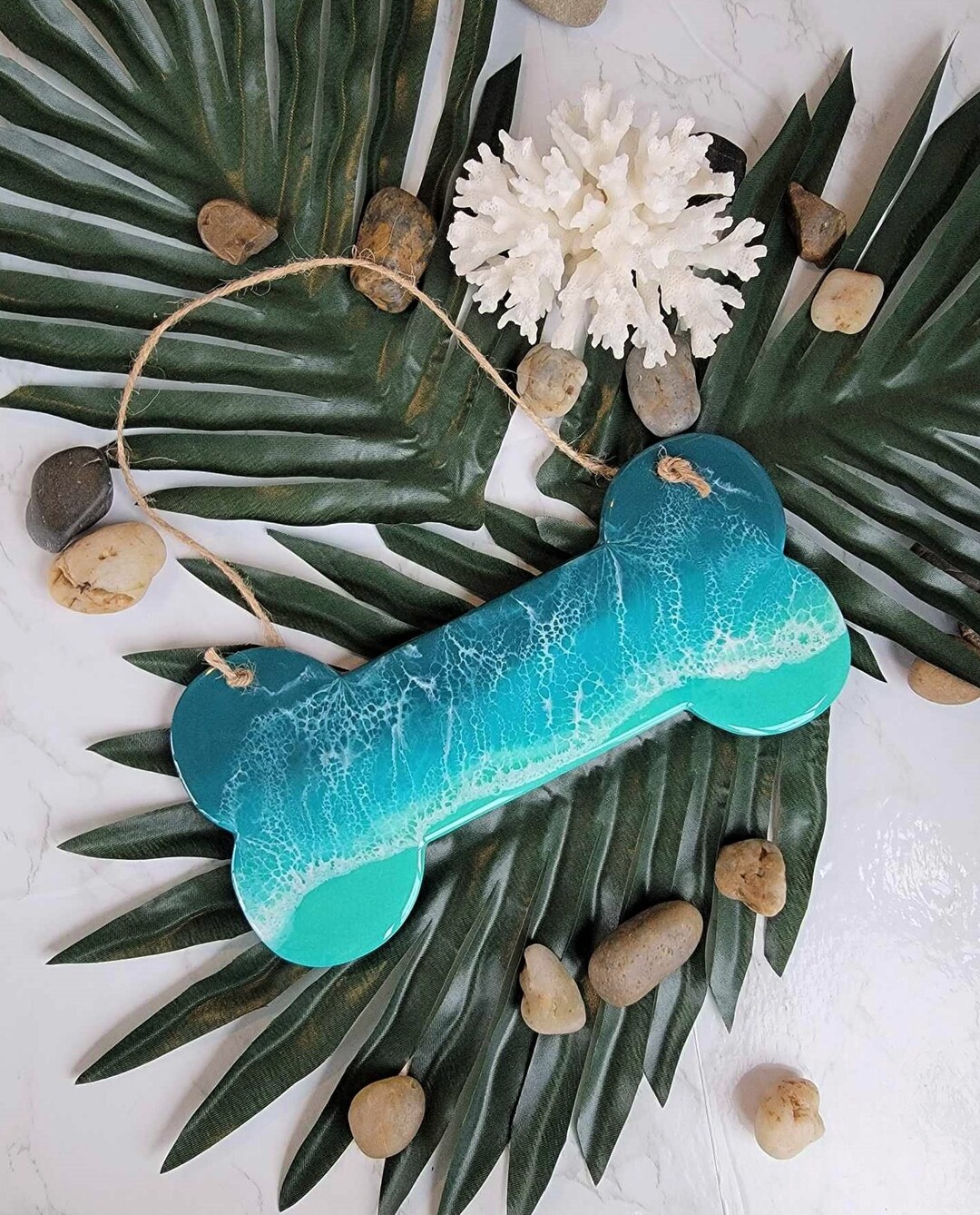 Ocean Resin Dog Bone Customized Wall Hanging Beach Decor Waves Gift ...