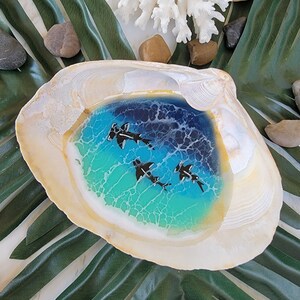 XXL Large Ocean Resin Clam Shell Ring Dish Hand Drawn Great - Etsy