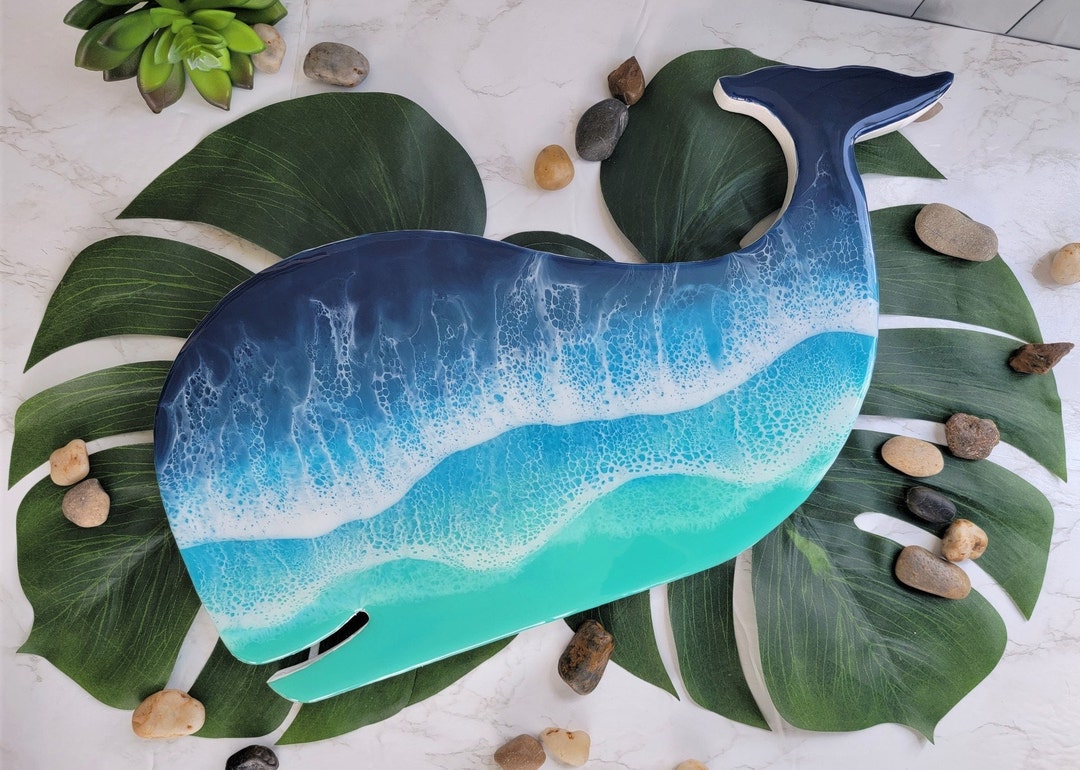 Epoxy Resin Ocean Whale Wall Art Home Decor Beach Vibes Wooden Whale ...
