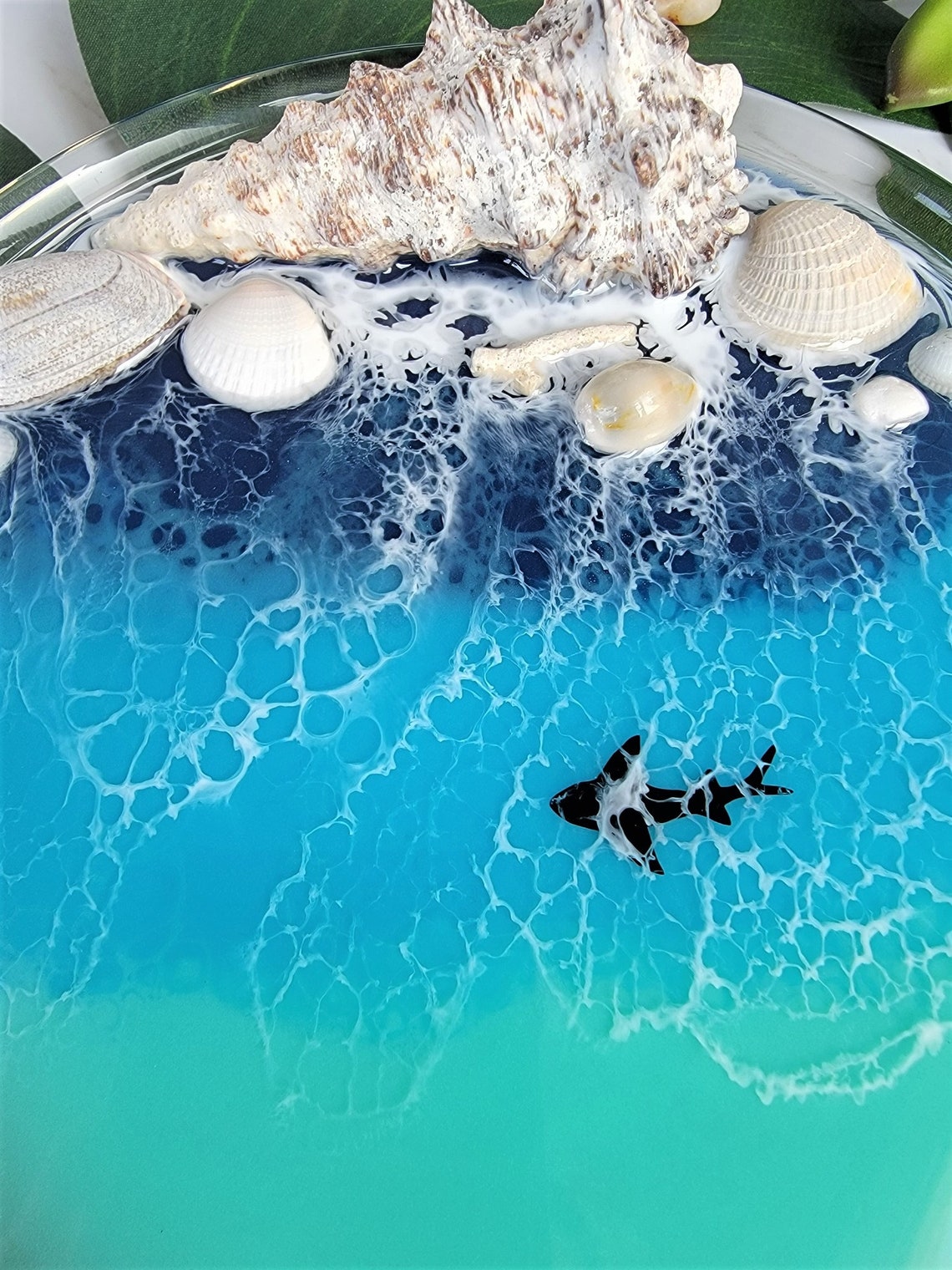 Glass Epoxy Resin Waves 8 Great White Shark Trinket | Etsy