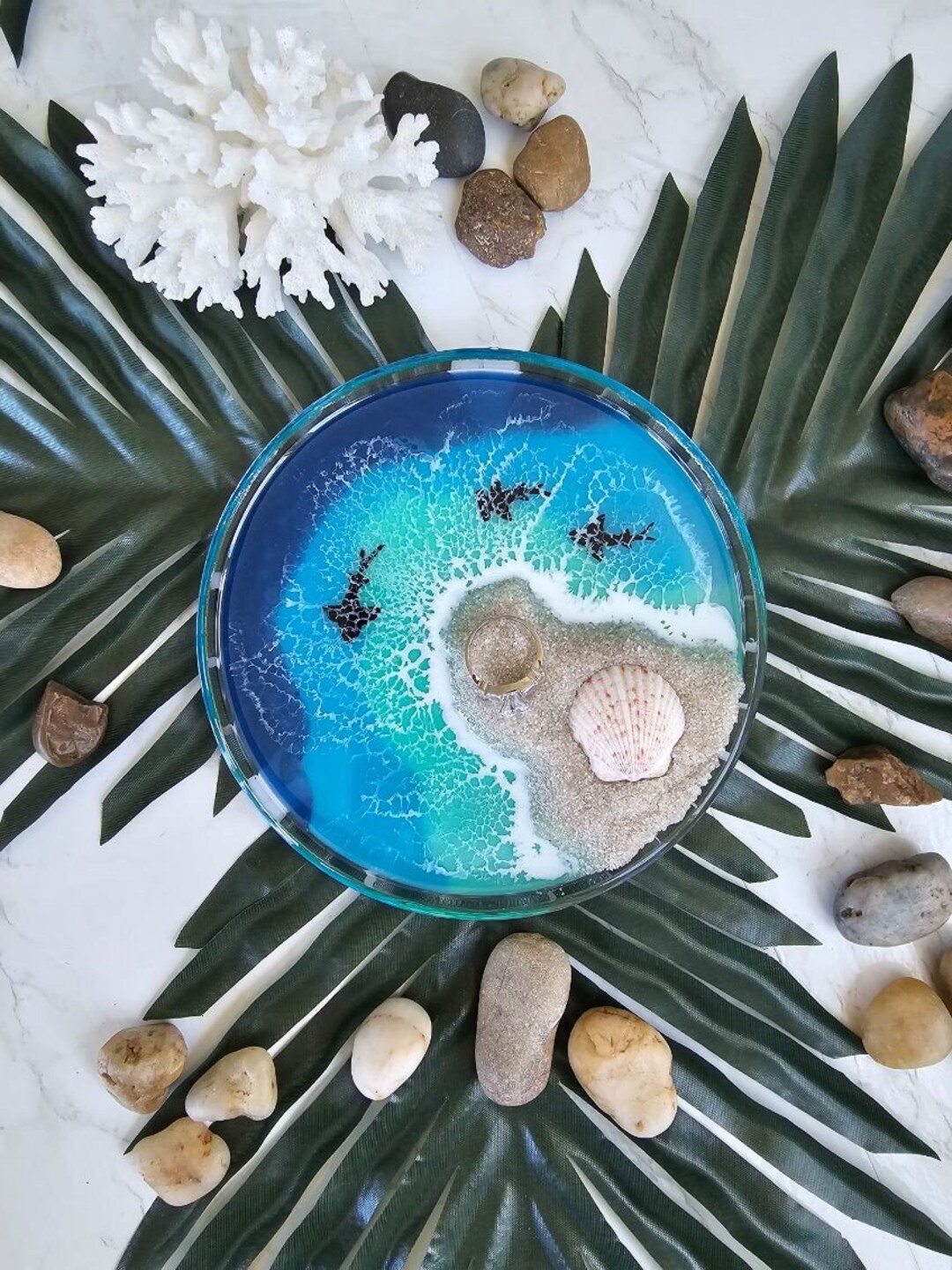 Glass Epoxy Resin Waves 6 Ocean Island Shark Trinket - Etsy