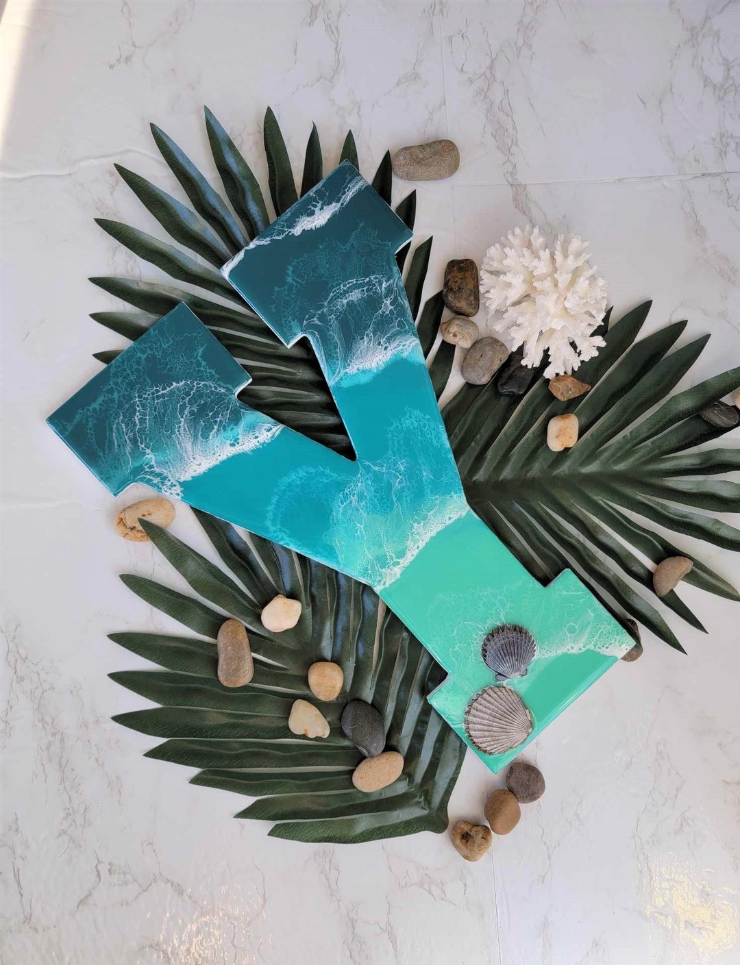 Ocean Resin Letter Y Wall Hanging Beach Decor Waves Gift Idea Home ...