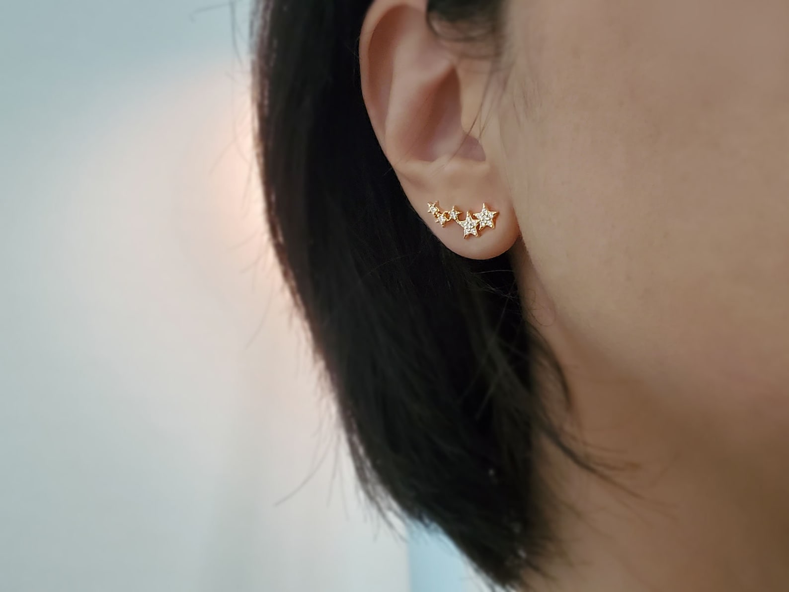 Sterling Silver Star Cluster Stud Earrings, CZ Crystals Sparkly Star ...