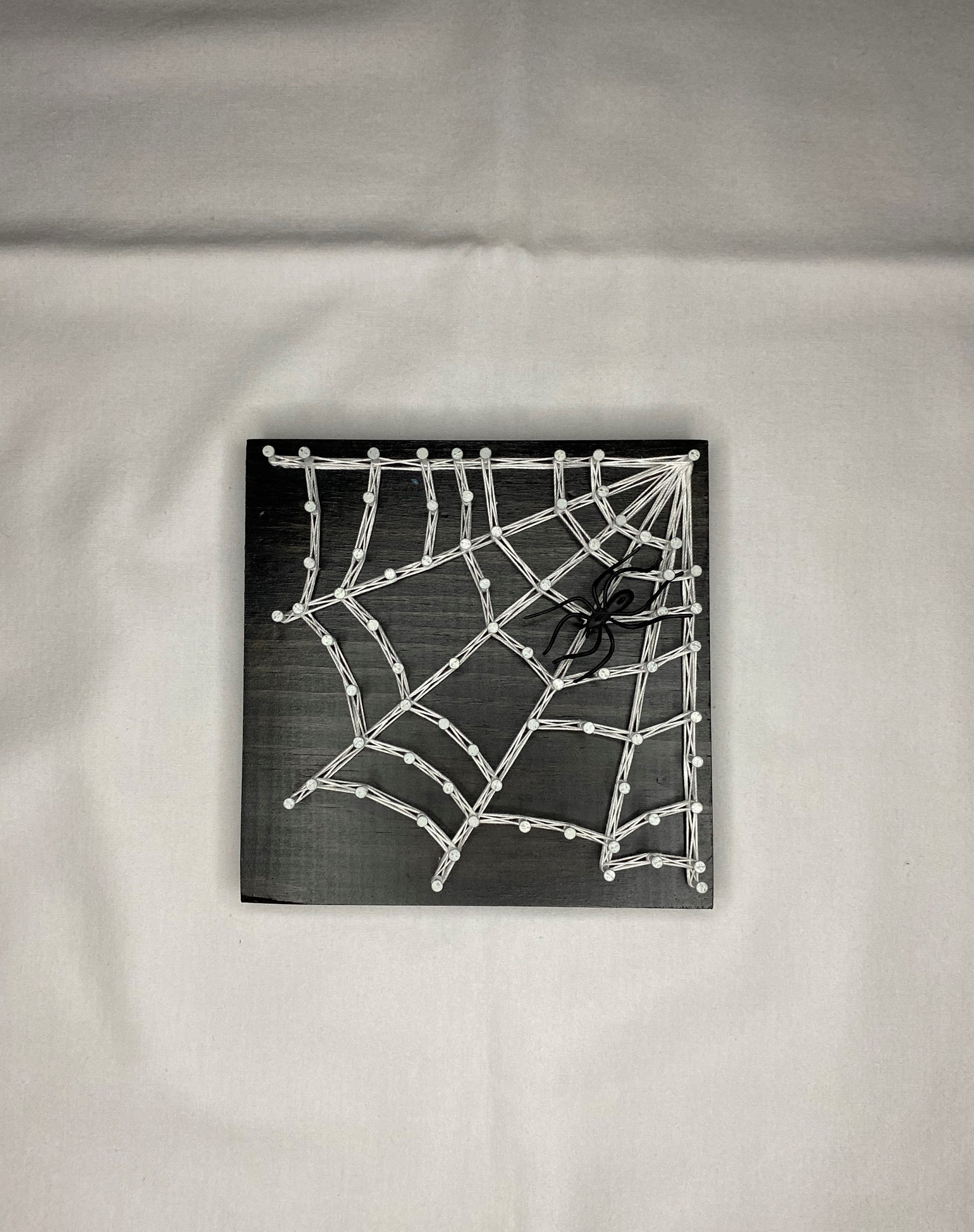 Spider Web String Art Wooden Sign With Plastic Spider - Etsy