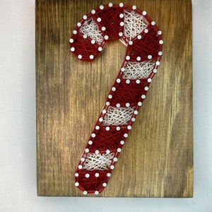Small Candy Cane String Art Wooden Sign winter/holiday/christmas String ...