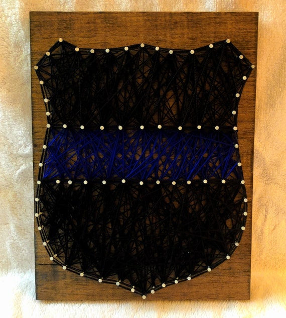 Thin Blue Line Police Badge String Art Wooden Sign Law | Etsy