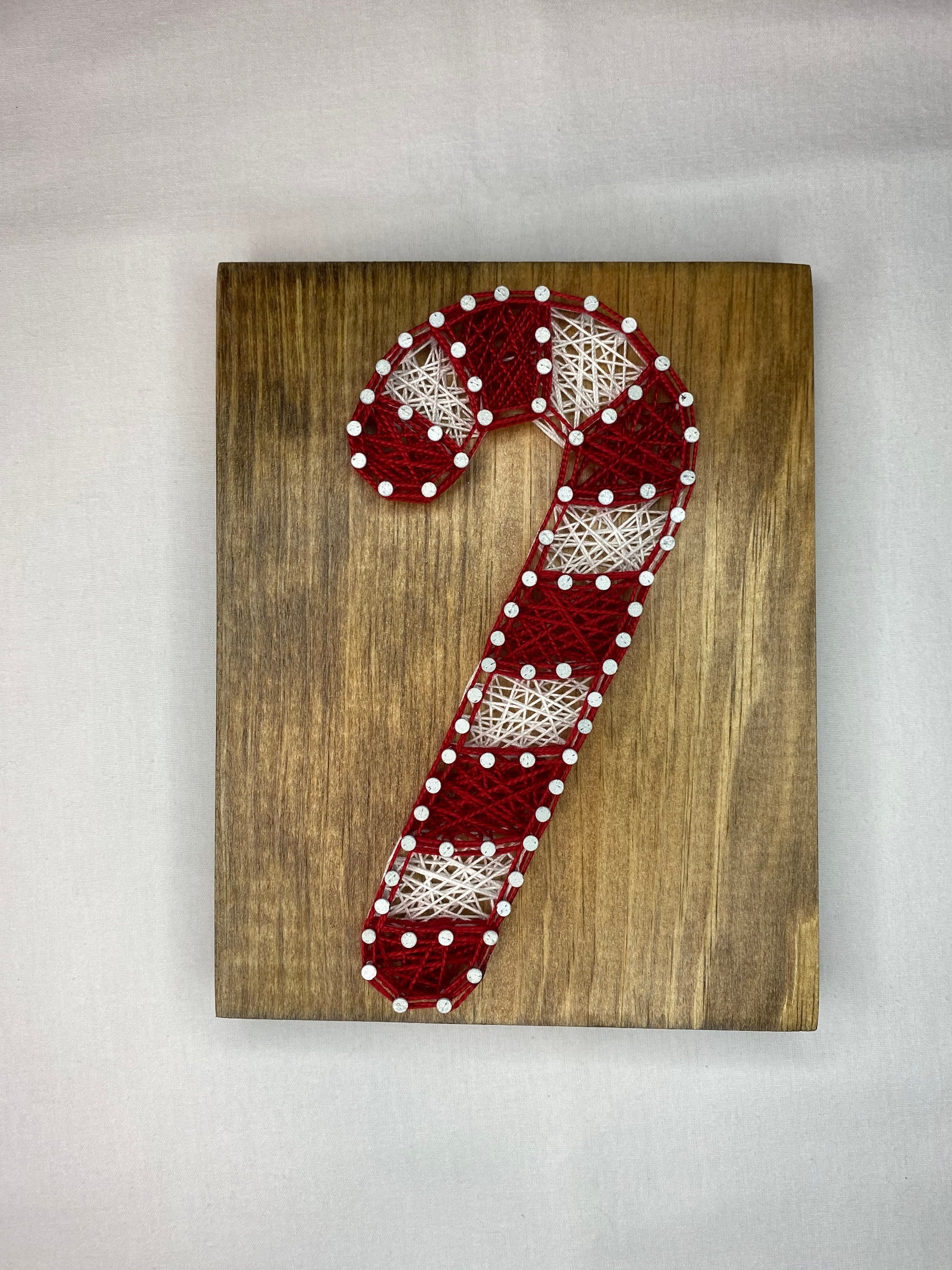 Small Candy Cane String Art Wooden Sign - Etsy