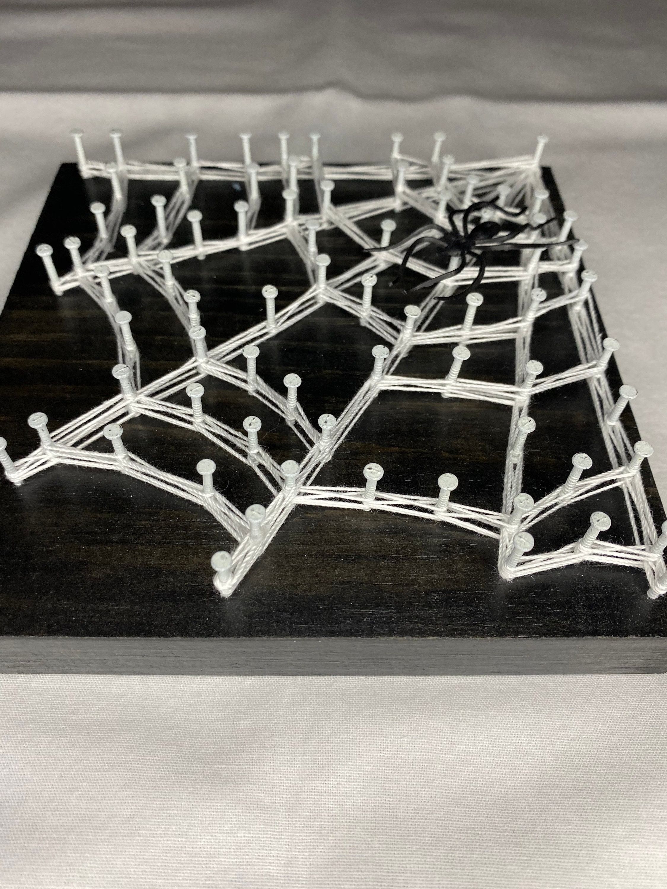 Spider Web String Art Wooden Sign With Plastic Spider - Etsy