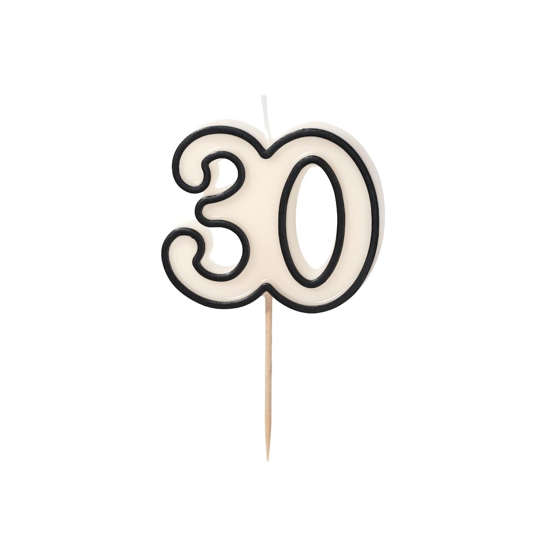 Cream & Black Number 30 Candle, Black and Cream 30th Birthday Cake ...