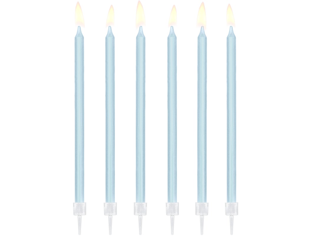 Blue Birthday Cake Candles X 12, Light Blue Candles, Birthday Candles ...