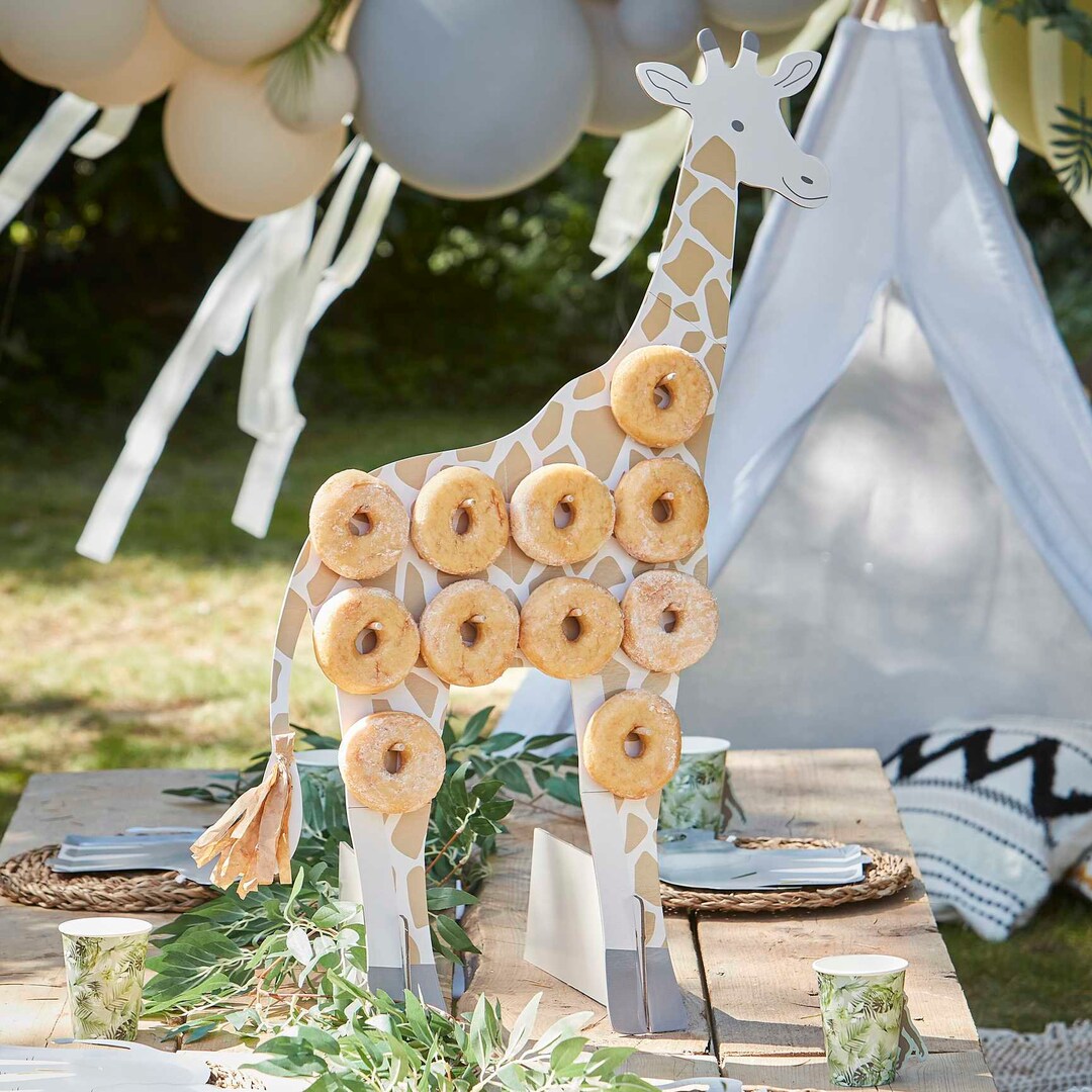 Safari Party Supplies, Safari Party Giraffe Shaped Donut Wall, Wild One ...