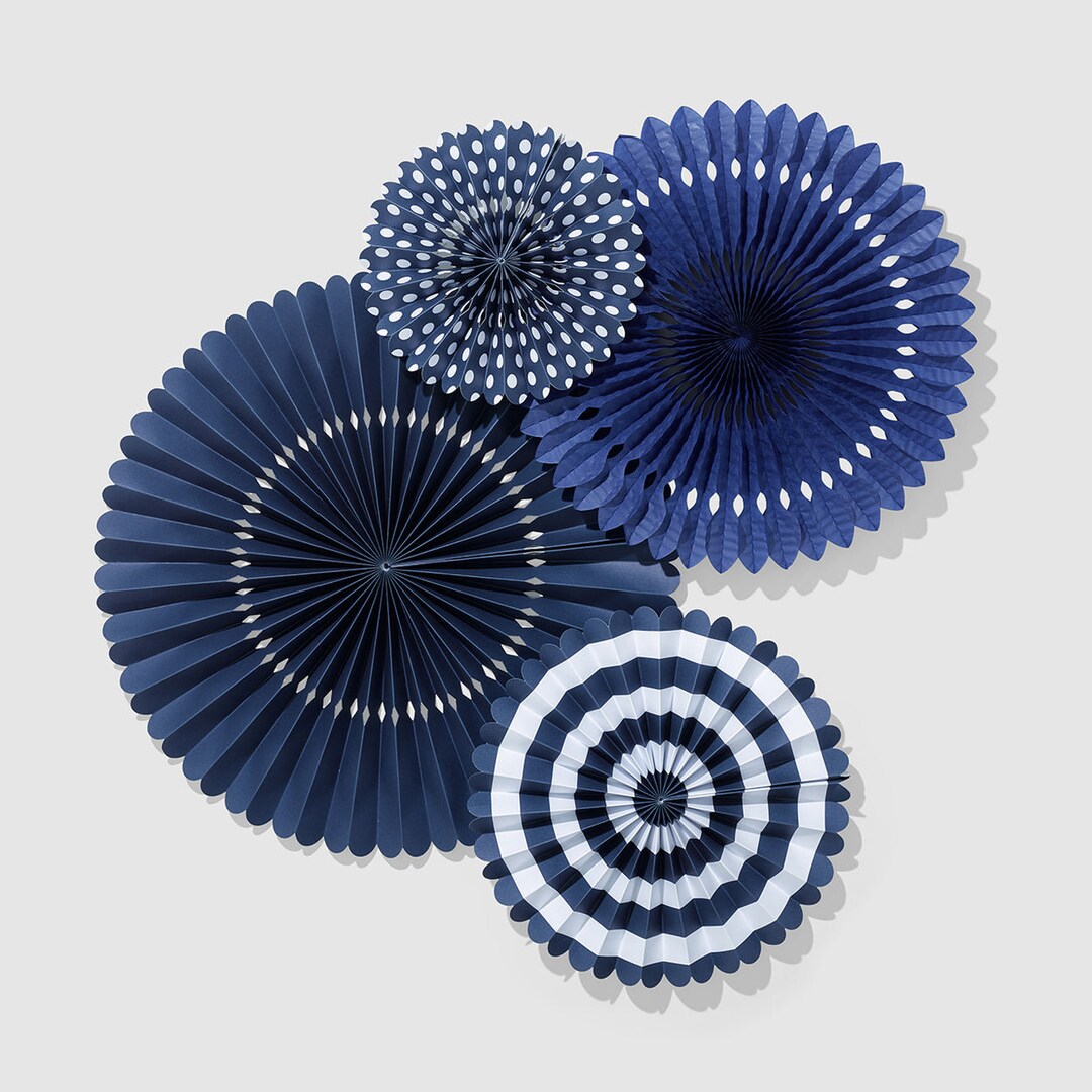 Navy Party Fans, Blue Party Decorations, Birthday Party Decorations ...