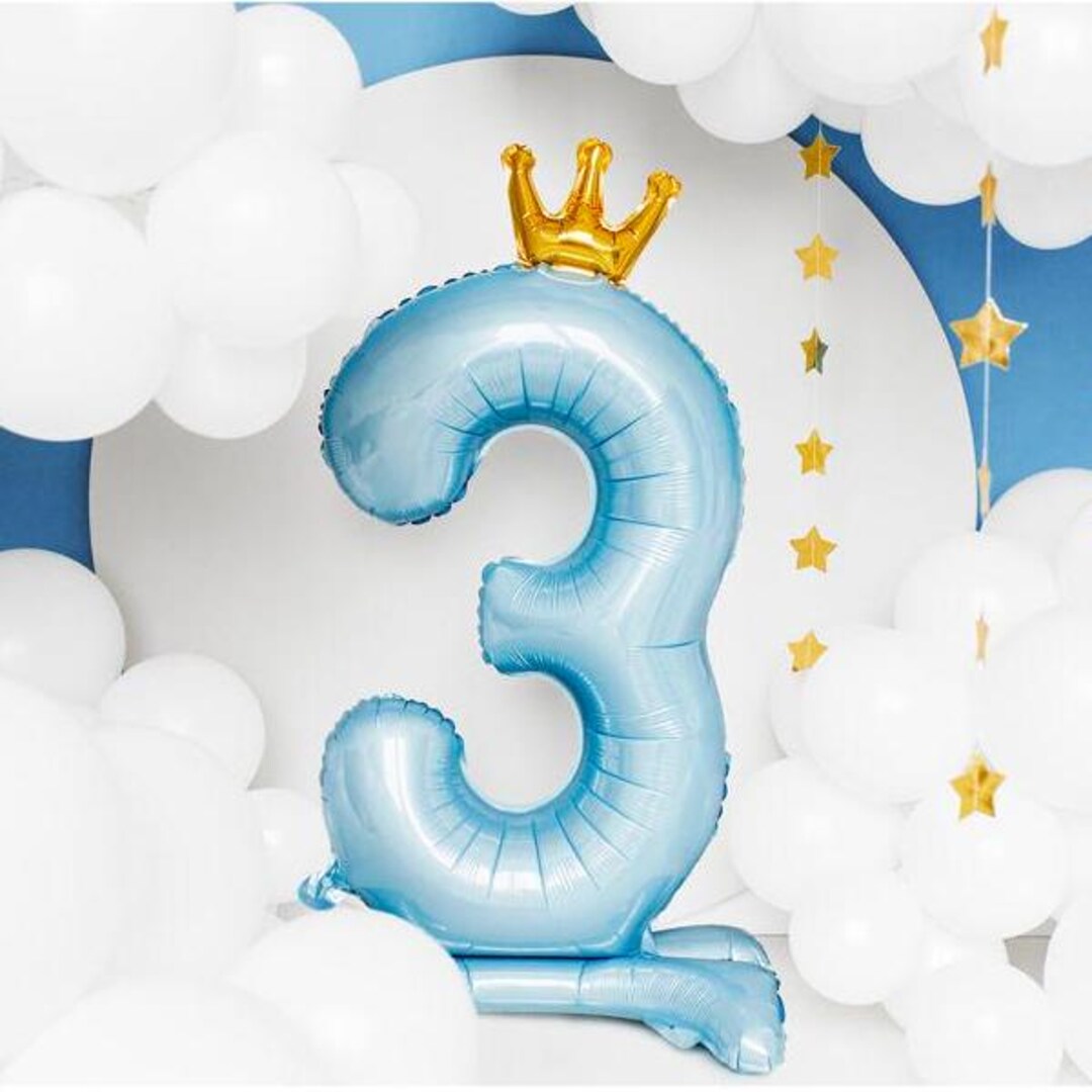 Light Blue Standing Number 3 Foil Balloon - 33 Inch, 3rd Birthday Party ...