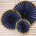Navy Blue Party Fan Decoration Set X 3, Navy Party Decorations, Blue ...